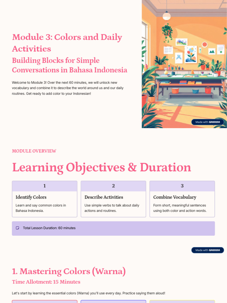 Learn Colors and Daily Activities in Indonesian | PDF | Indonesian ...