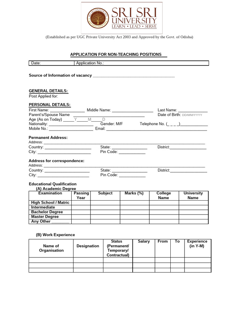 Non-Teaching Job Application Form | PDF | Justice | Crime & Violence