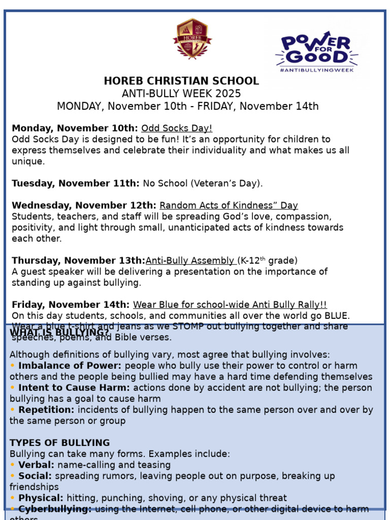 Anti-Bullying Week Flyer 2025 | PDF
