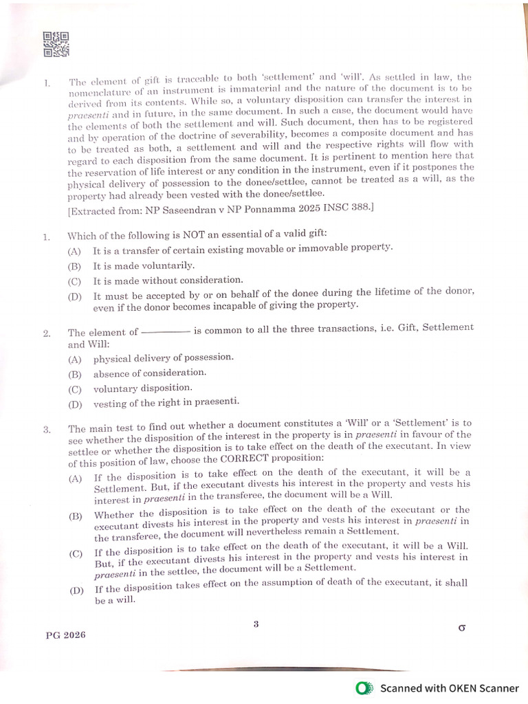 CLAT PG 2026 Official Question Paper | PDF