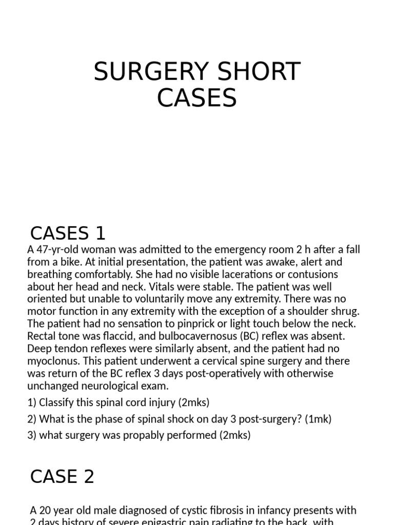 Surgery Short Cases | PDF | Diseases And Disorders | Medical Specialties