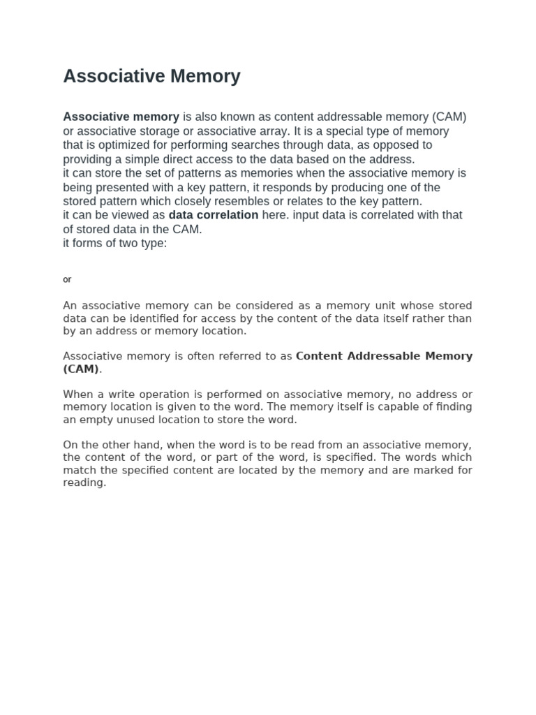 Understanding Associative Memory Types | PDF | Computer Data | Computing