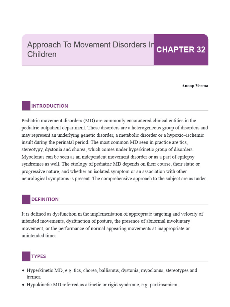 Movement Disorders - IAP Paediatric Neurology-517-532 | PDF | Basal ...