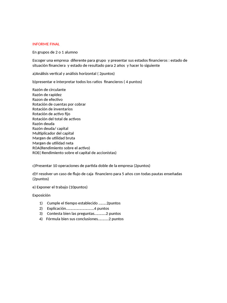 INFORME FINAL Contabilidad | PDF