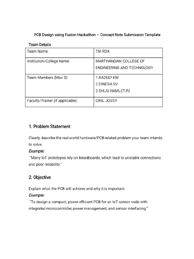 PCB Design Hackathon Concept Note Template | PDF