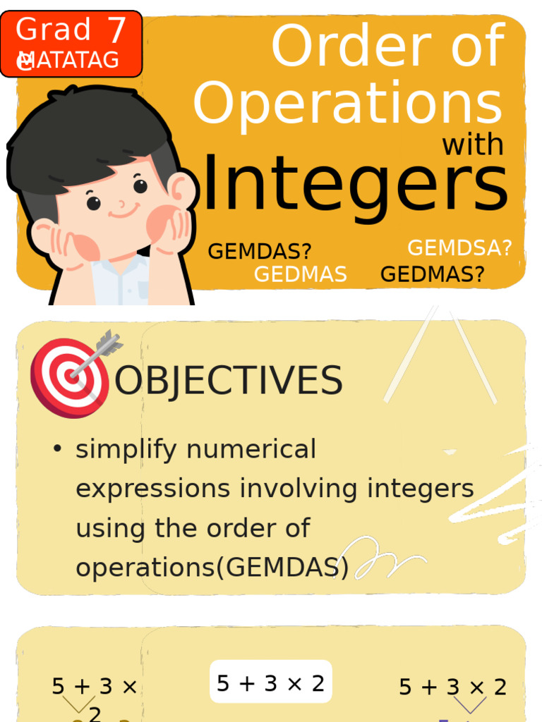 13 Order of Operations With Integers | PDF | Multiplication | Mathematics