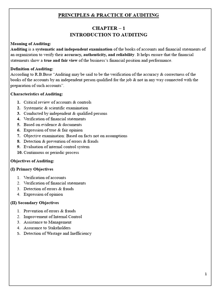 Principles & Practice of Auditing (Sumarized) | PDF | Audit | Internal ...