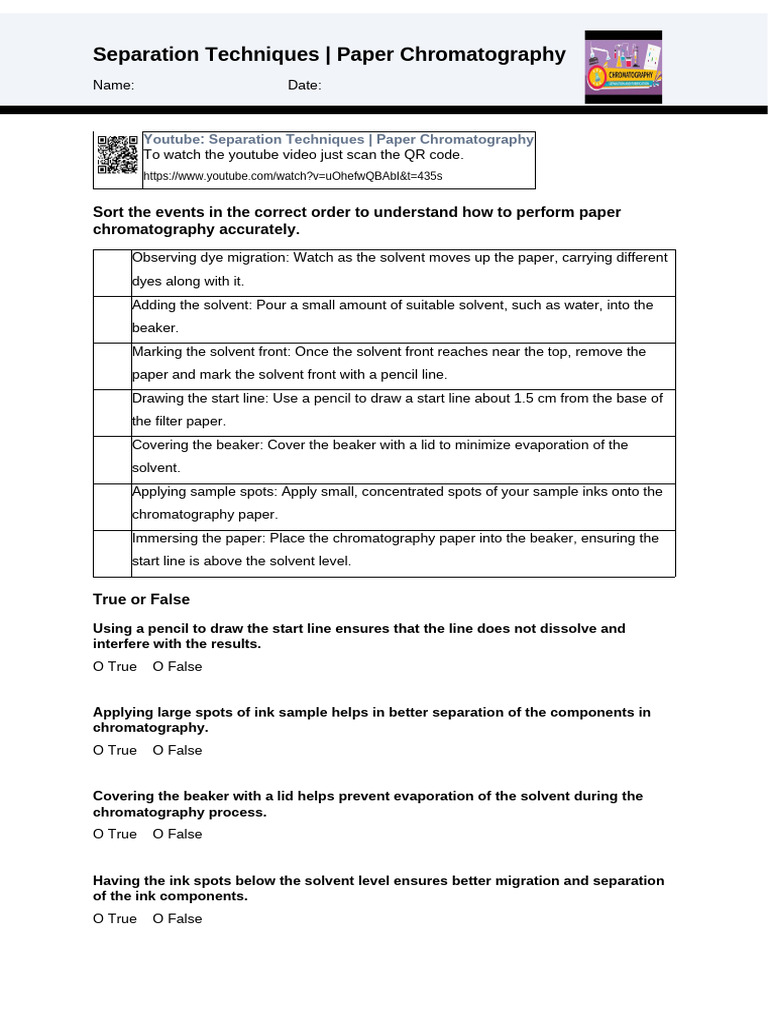 Worksheet (36) Chromatography | PDF | Chromatography | Ink