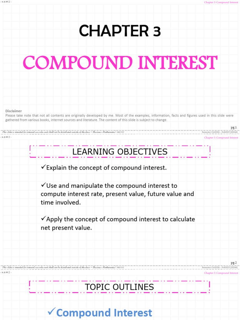 Pre-Lect Slide 3. Compound Interest Mat112 20244 | PDF | Interest ...