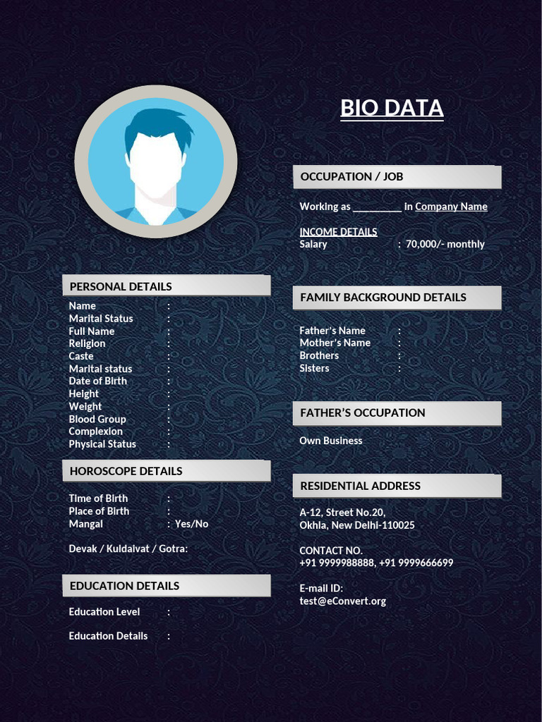 Groom Resume With Editable Achievements Section For Marriage | PDF
