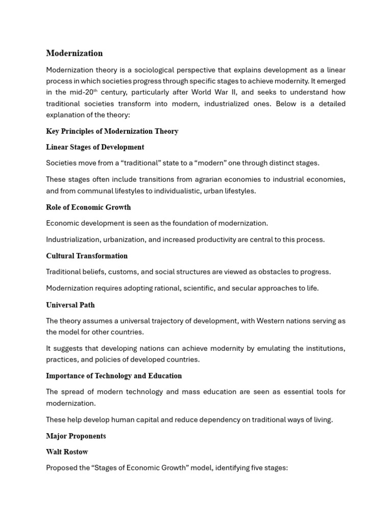 Modernization and Dependency Theories | PDF | Modernization Theory | World Systems Theory