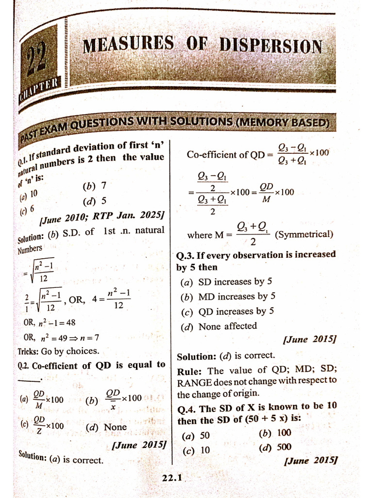 STAT - Measure of Dispersion | PDF