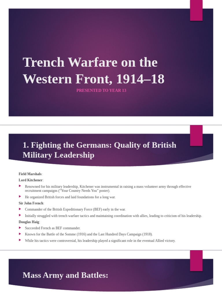 Trench Warfare Leadership and Tactics | PDF | Western Front (World War ...