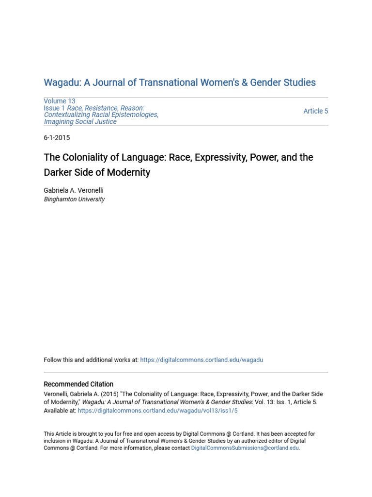 Coloniality of Language and Race Analysis | PDF | Spanish Language ...