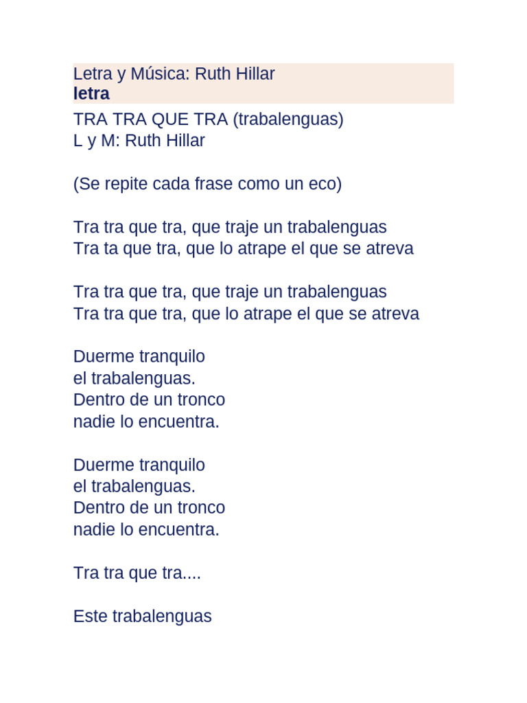 "Tra tra que tra: Trabalenguas Divertido" | PDF