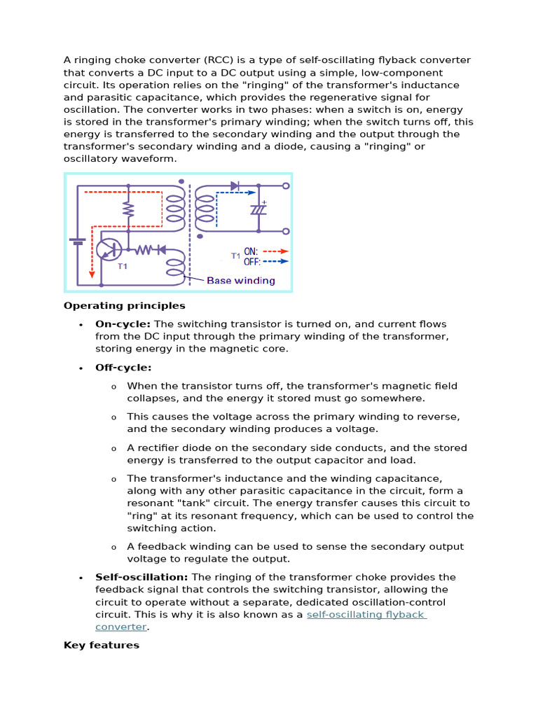 A Ringing Choke Converter | PDF | Transformer | Electrical Engineering