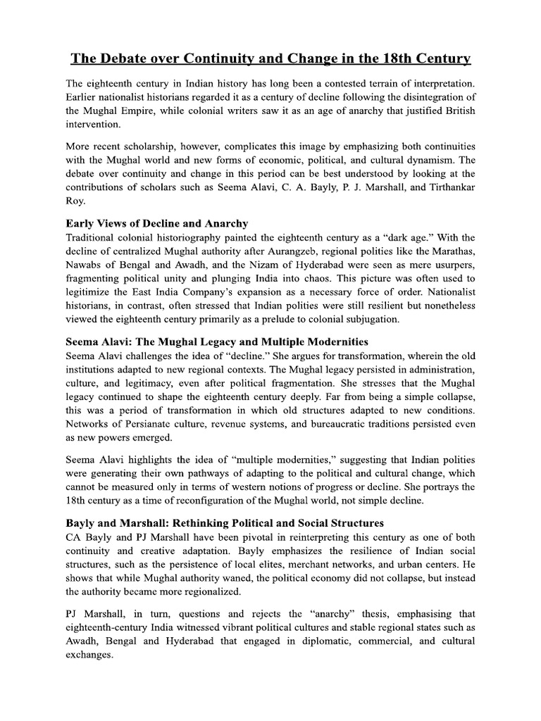 History Assignment 18th Century Debate | PDF