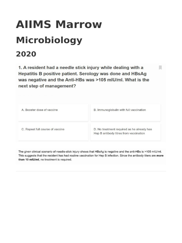 AIIMS Marrow Microbiology | PDF