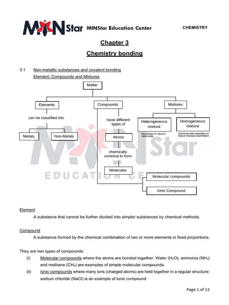 Chemistry - IGCSE Chapter 3 Notes | PDF | Ion | Chemical Compounds