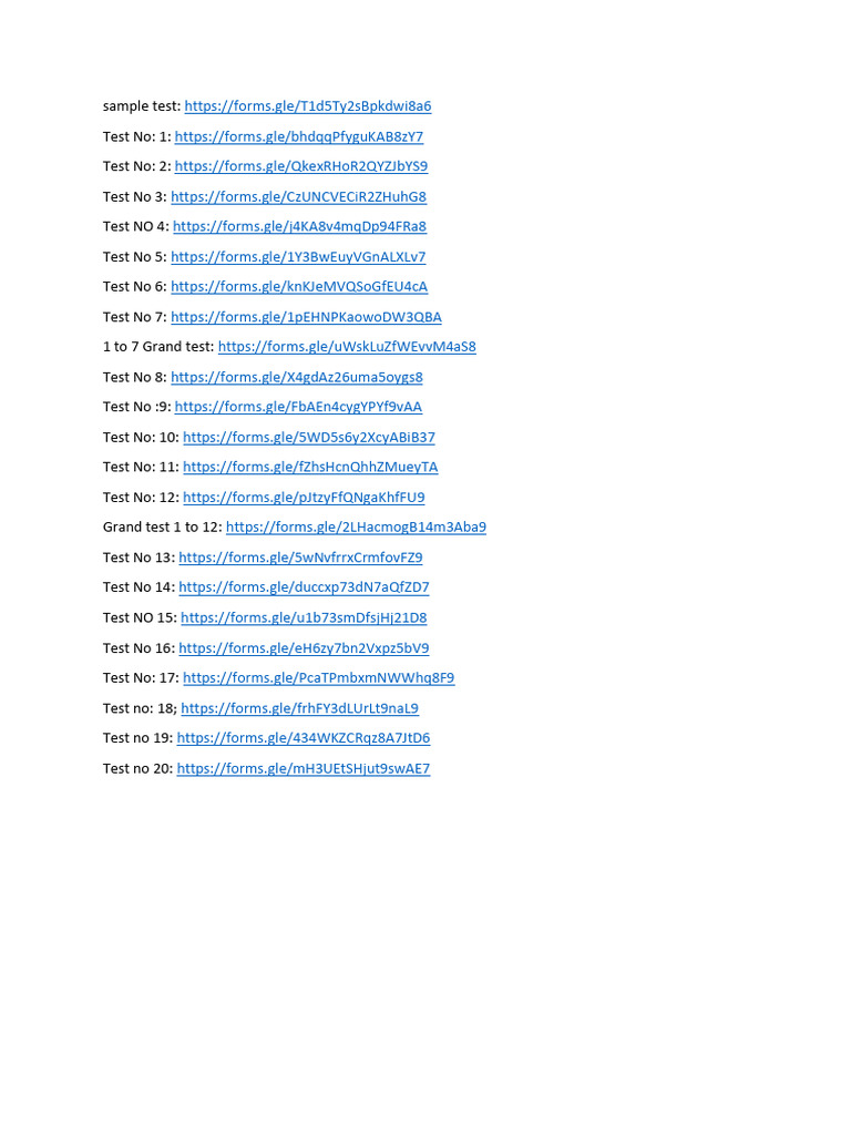 Comprehensive Test Links Collection | PDF