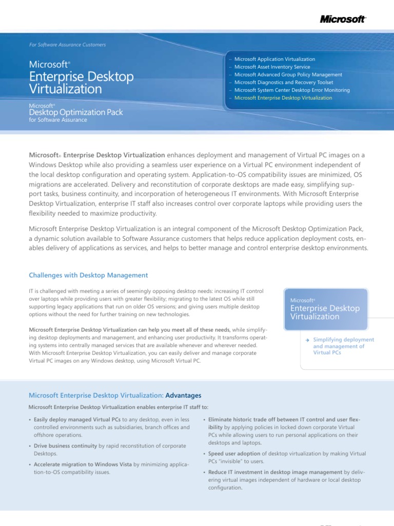 MDOP Datasheet MEDV Enterprise FINAL | PDF | Virtualization | Desktop ...