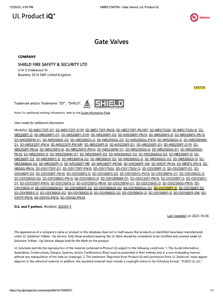 Gate-Valve Shield Certificate | PDF