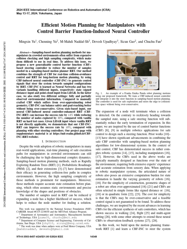 Efficient Motion Planning For Manipulators With Control Barrier Function-Induced Neural ...