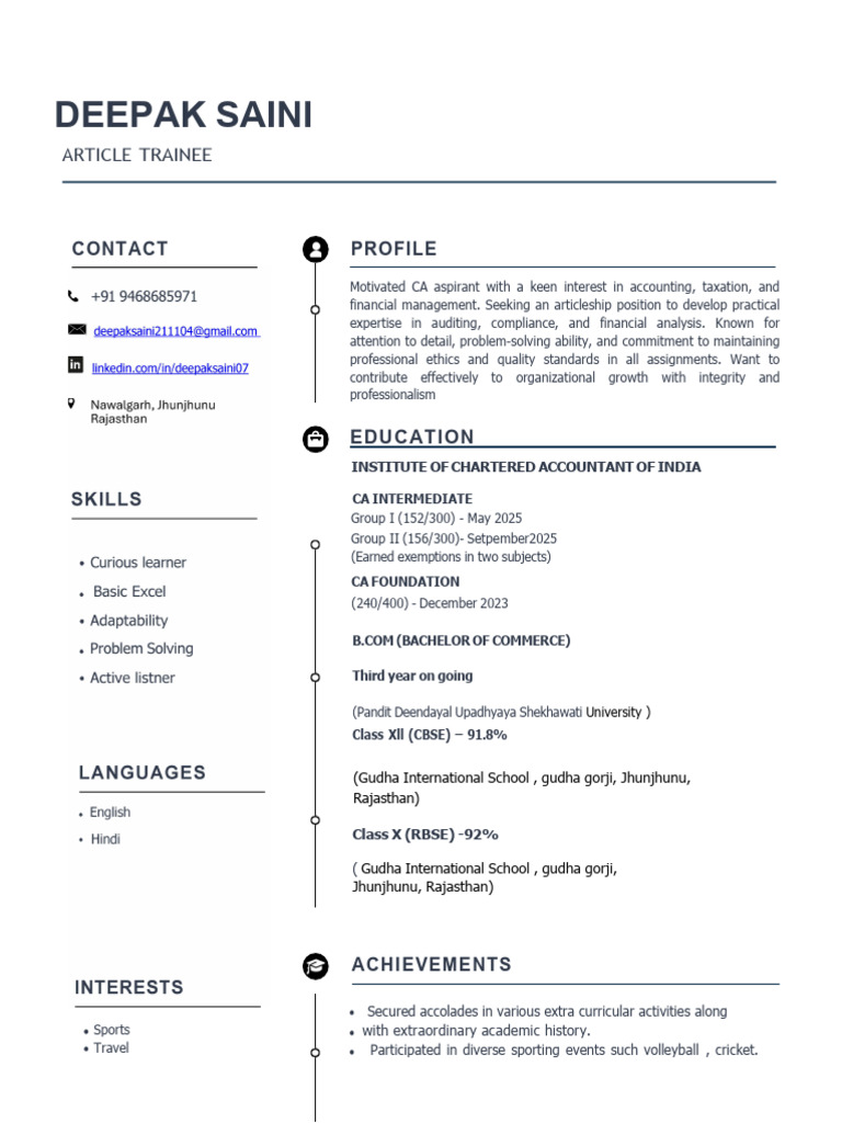 Deepak Saini Cv-1 | PDF