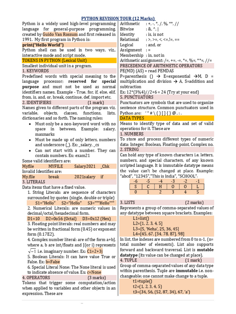 Python Programming Basics Overview | PDF | Parameter (Computer ...