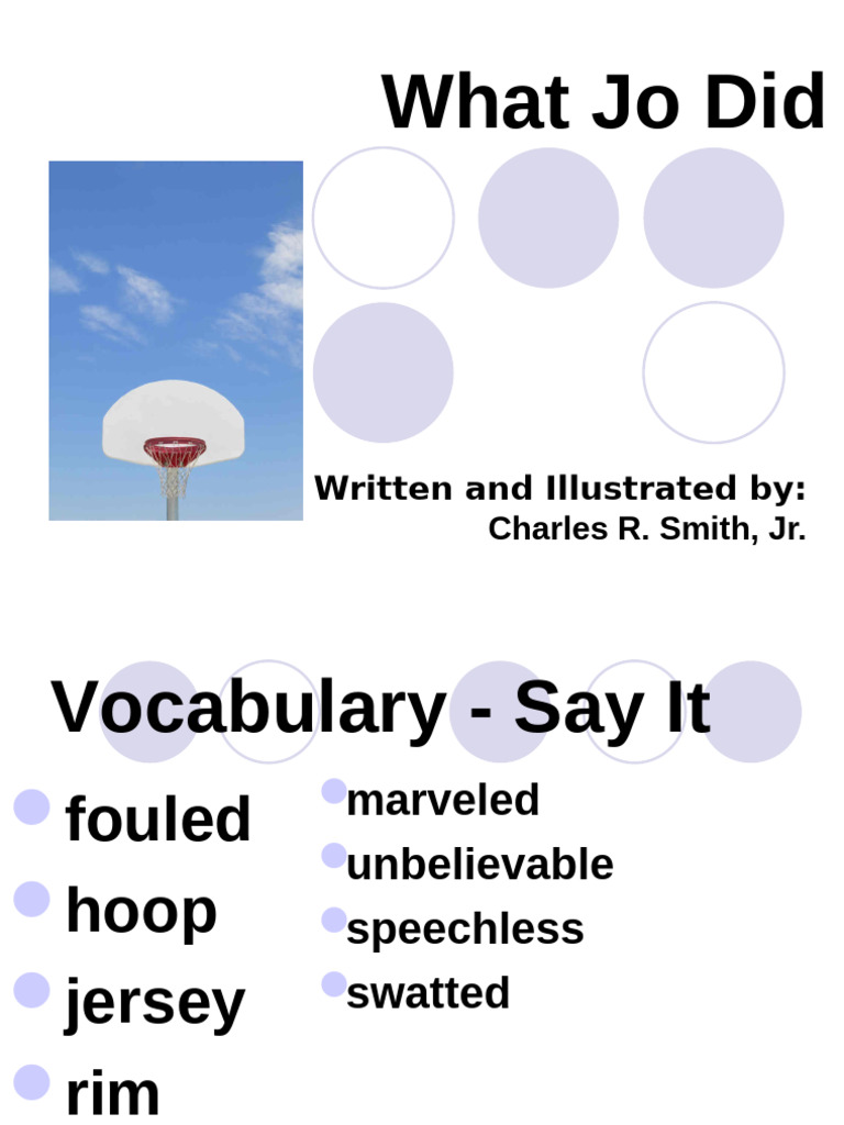 Vocabulary Guide for "What Jo Did" | PDF