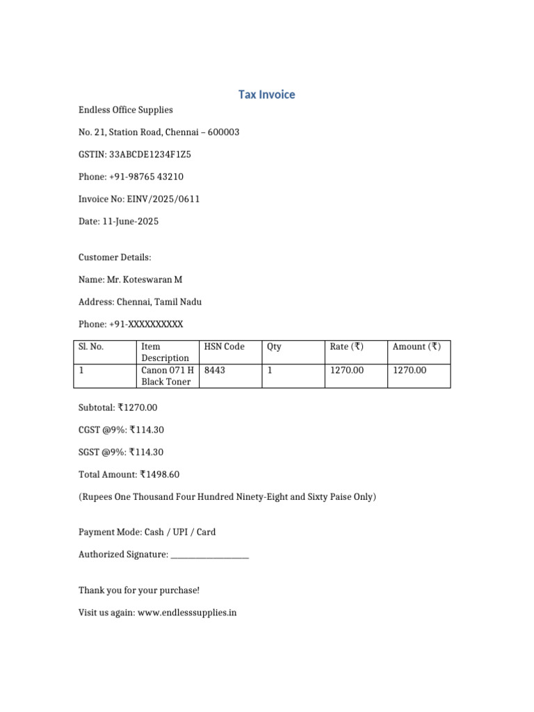 Canon 071H Toner Bill | PDF
