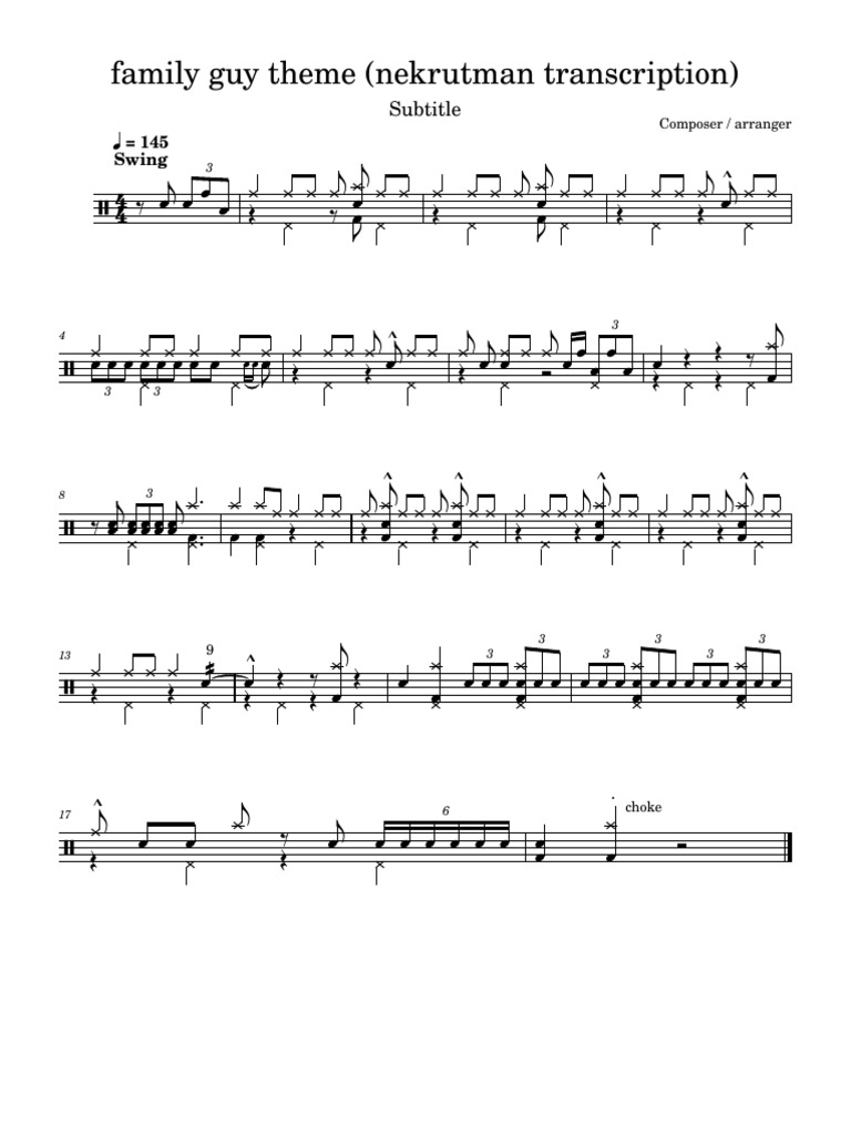 Family Guy Theme Transcription Guide | PDF