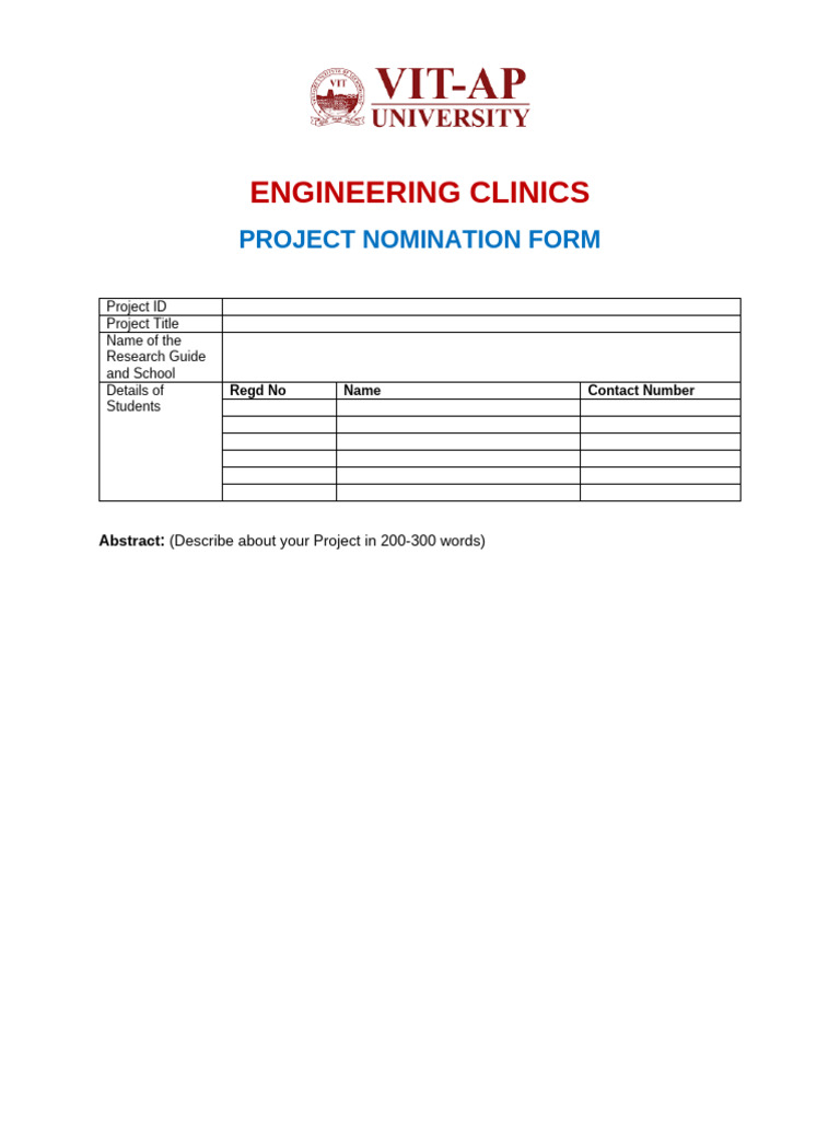 Project Nomination Form | PDF