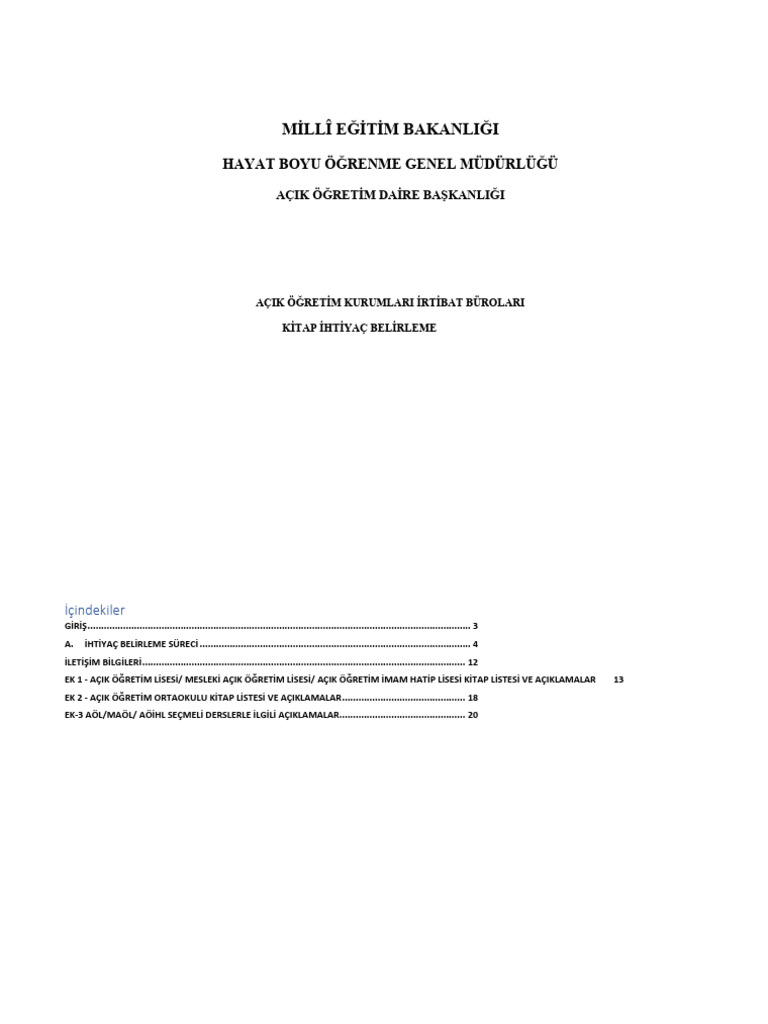 Kitap Ihtiyac Belirleme KYlavuzu | PDF
