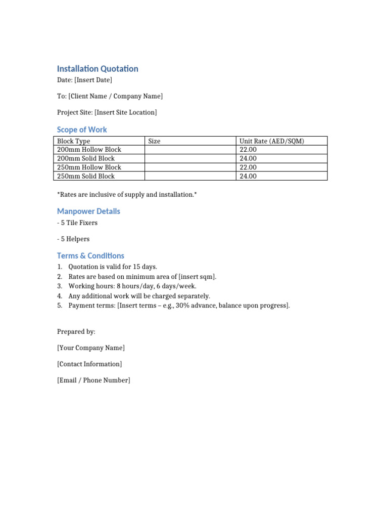 Installation Quotation | PDF