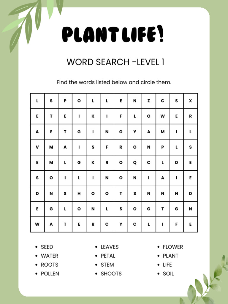 Science Plant Life Cycle Word Search Worksheet | PDF | Flowers ...
