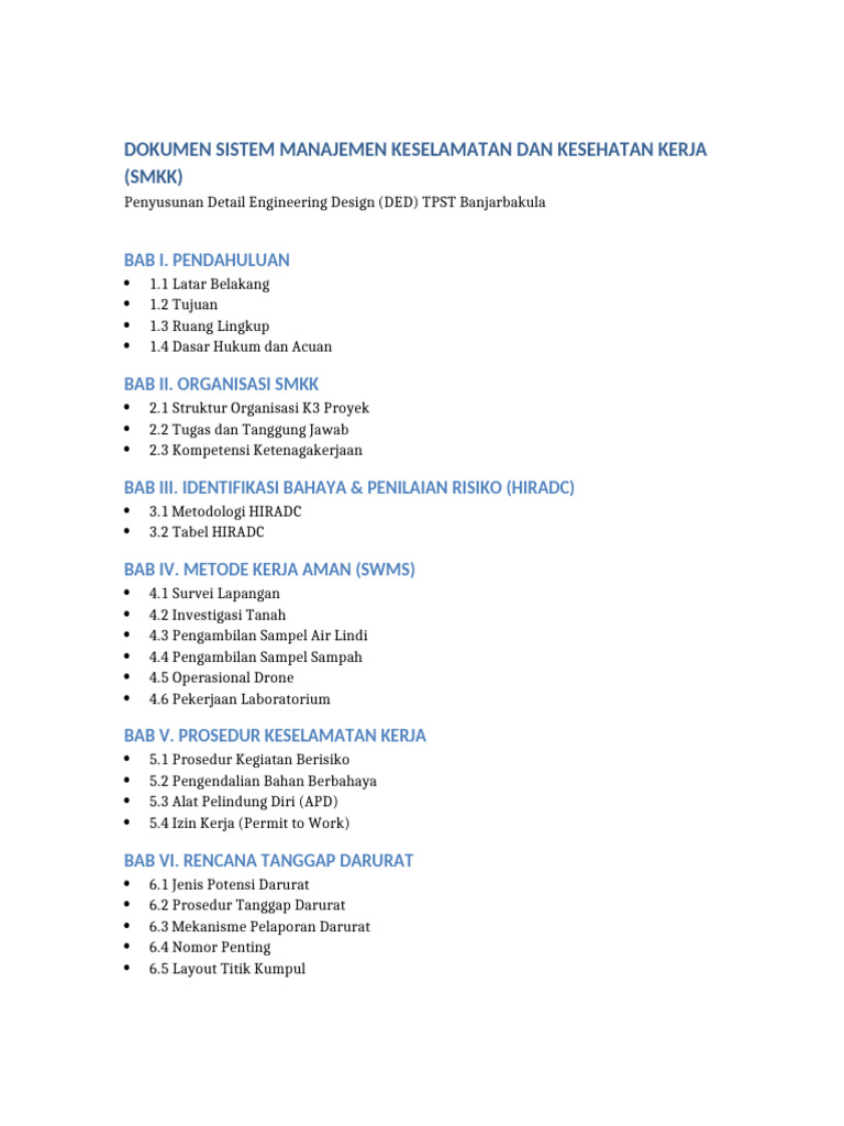 Template SMKK DED TPST Banjarbakula | PDF