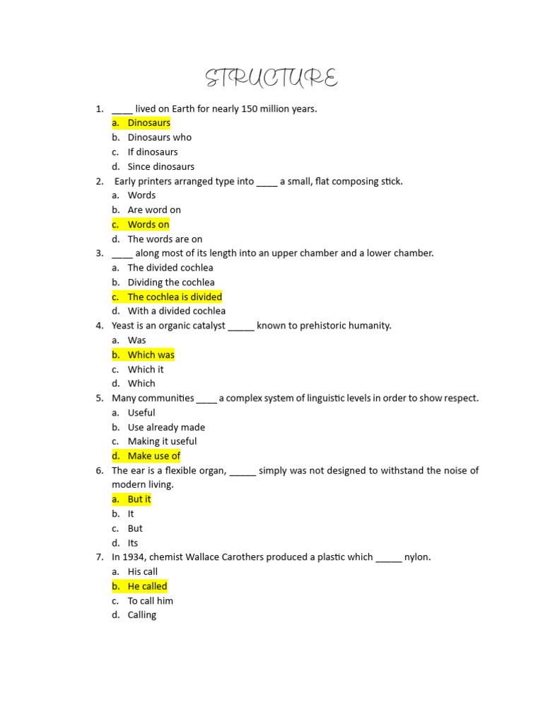 TOEFL Itp - Structure | PDF