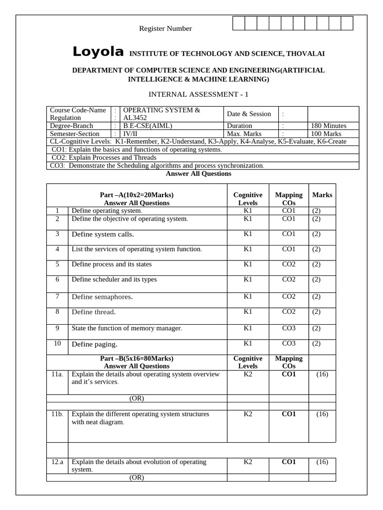 CA1 Question OS | PDF | Thread (Computing) | Operating System