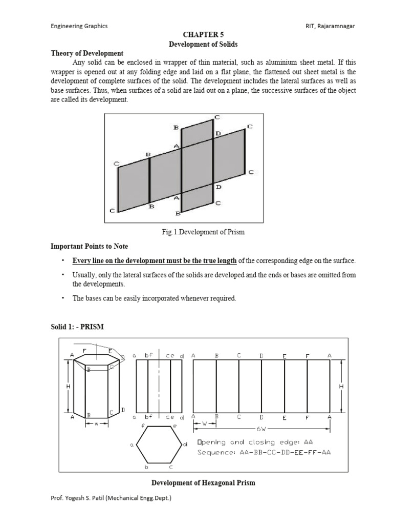 Development of Solids in Engineering Graphics | PDF | Geometric Shapes | Elementary Geometry