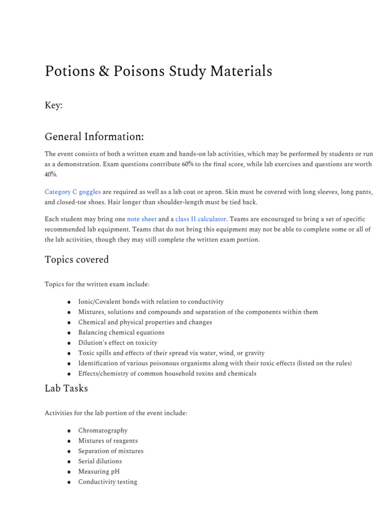 Potions & Poisons Notes | PDF | Chemical Polarity | Chemical Bond