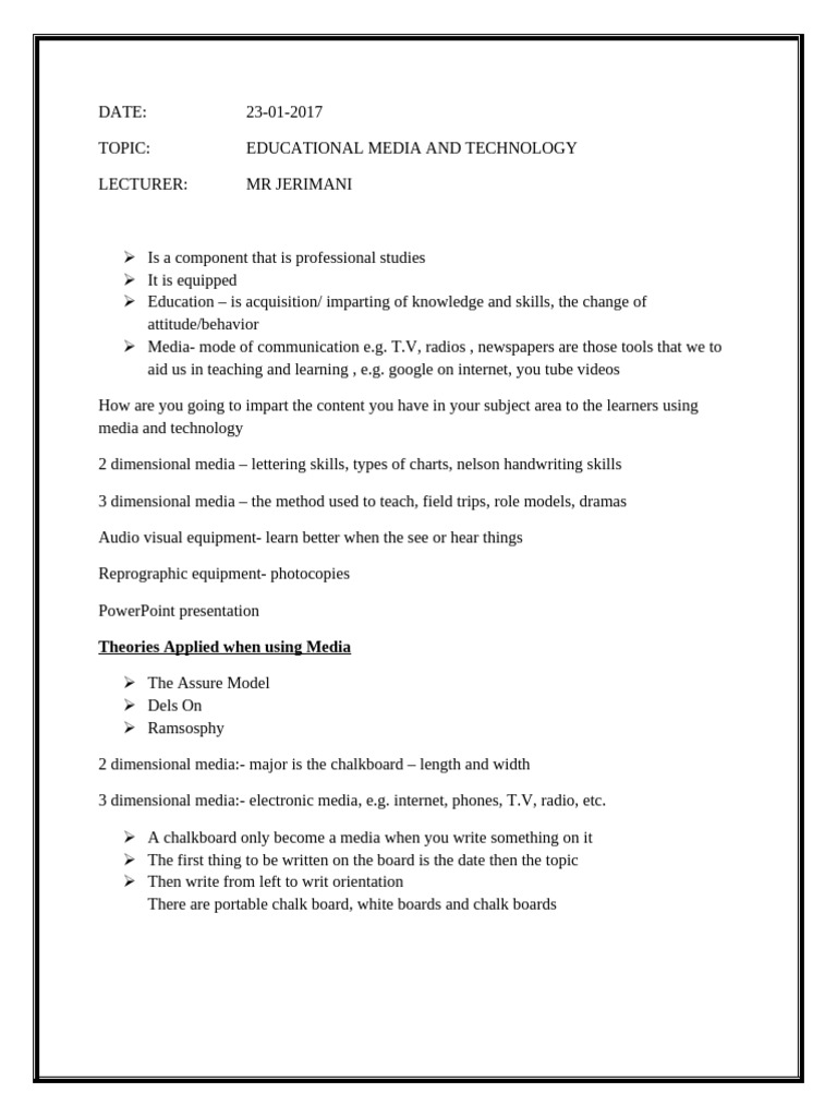 Educational Media and Technology | PDF | Learning | Classroom