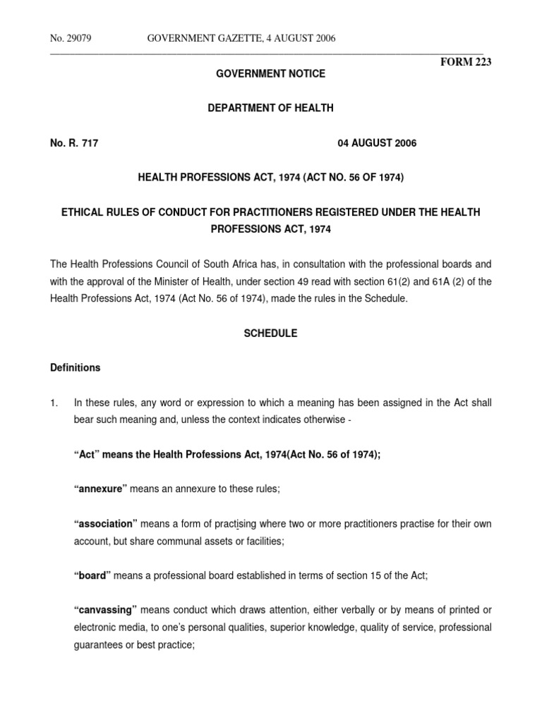 Ethical Conduct Rules for Health Practitioners | PDF | Medical ...