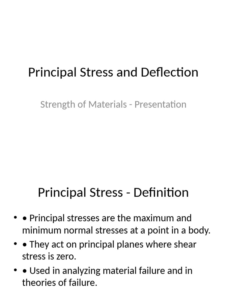 Principal Stress and Deflection With Diagrams | PDF