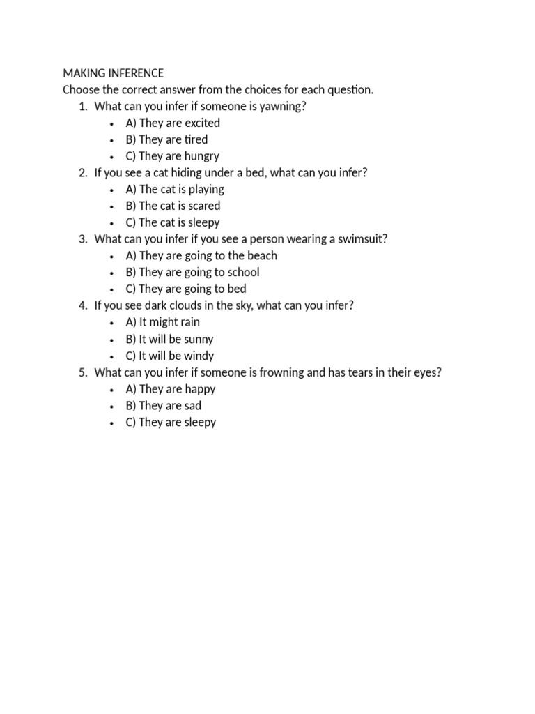 Inference and Verb Tense Exercises | PDF | Linguistic Typology ...