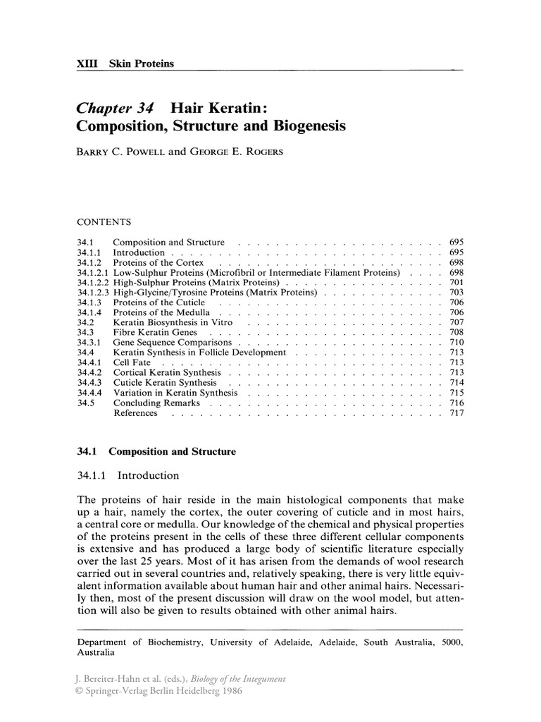 Hair Keratin: Structure and Biogenesis | PDF | Proteins | Amino Acid