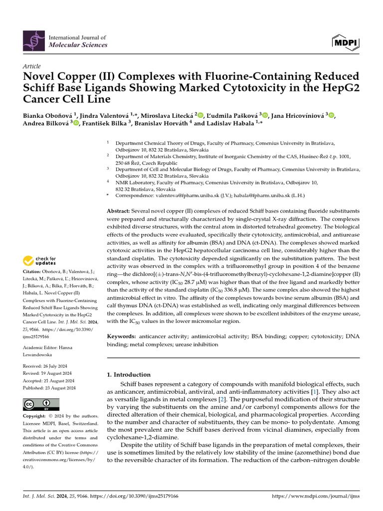 Novel Copper II Complexes With Fluorine-Containing | PDF | Coordination ...