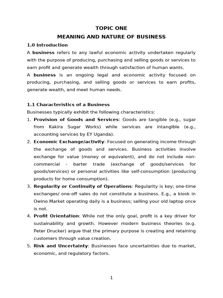 Topic One- Introduction to Business 2025 | PDF | Partnership | Sole ...