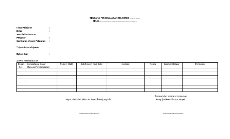 Contoh Format Silabus 2025 Pdf