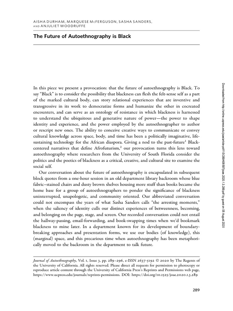 The Future of Autoethnography is Black (2) | PDF